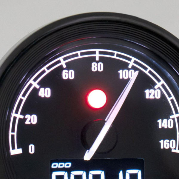 Tachometer Koso D48 TNT-05 Universal, 160 km/H mph ABE black ring
