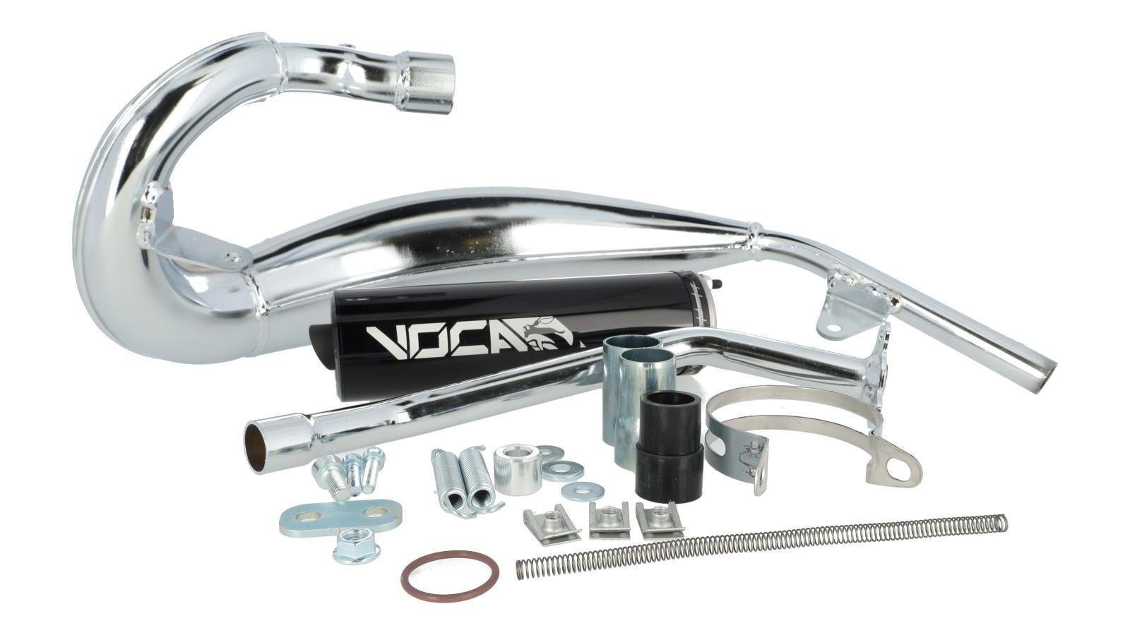 Auspuffanlage Voca Chromed 50/70cc Cross Beta RR 50 ab Bj. 21, mit EG-BE, Schwarzer Endschalldämpfer