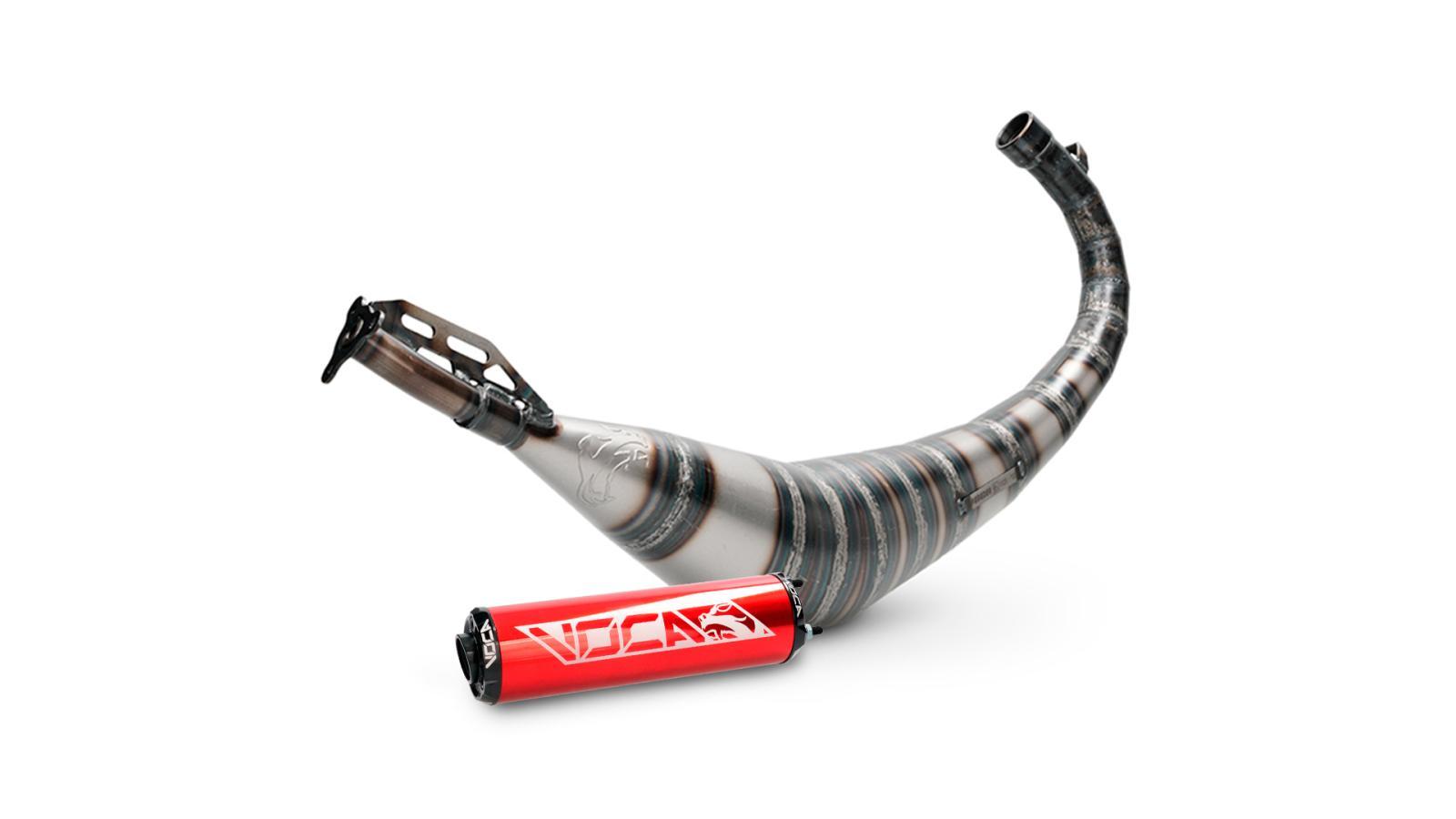 Auspuffanlage Voca Rookie 50/70cc Fantic XM/XE, Roter Endschalldämpfer, mit EG-BE