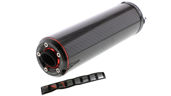 Auspuffanlage Voca 80/90cc Cross Carbon Derbi Senda ab Bj.00, Aprilia RX/SX, Carbon Endschalldämpfer